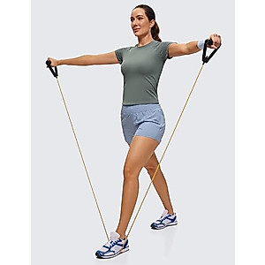 CRZ YOGA Women's Seamless Workout Tops Breathable Short Sleeve Gym Shirts Running Yoga Athletic T-Shirts Grey Sage Large