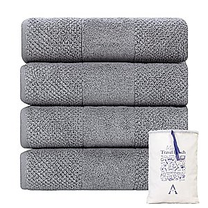Antioch Home Bathroom Hand Towels, Hotel Quality & Fluffy & Absorbent & Soft & Fast Drying Turkish Hand Towels for Bathroom, 100% Cotton Turkish Hand Towel Set - [ 4 Pack – 16 x 28 inches ] - Grey