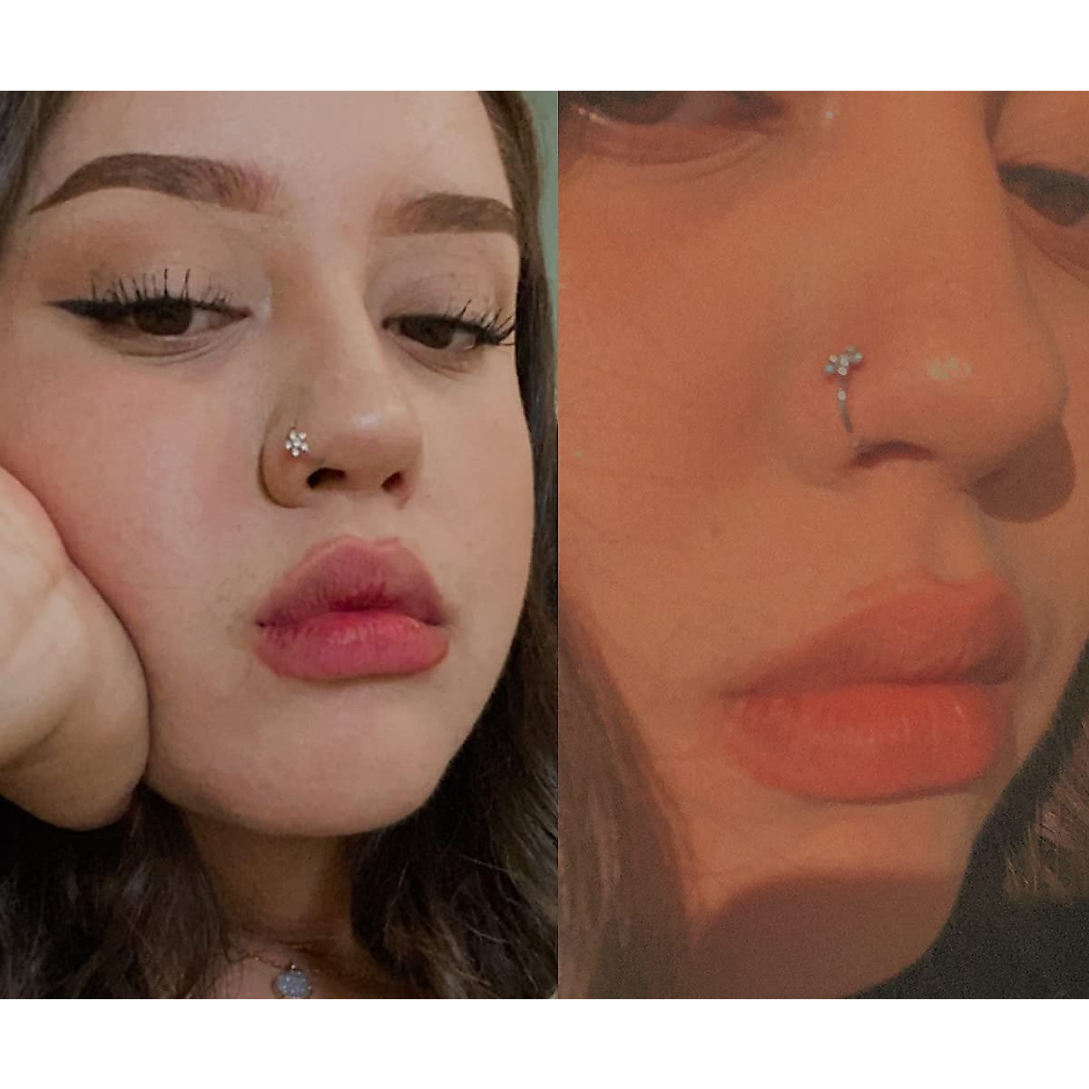 MODRSA Nose Rings Nose Piercings Hoop Nose Rings for Women Stainless Steel Silver Nose Rings Studs 20g