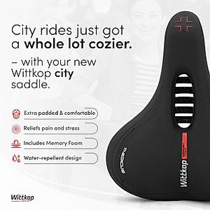 Wittkop Bike Seat, Waterproof Bicycle Saddle for Comfort, Mountain & Road Biking, Wide Bike Seats for Men & Women, BMX, MTB, Bike Seat Comfort, Waterproof Bike Saddle with Innovative 5-Zone-Concept