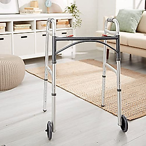 McKesson Folding Walkers with Wheels, Aluminum, 32 in to 39 in, 350 lbs Weight Capacity, 1 Count
