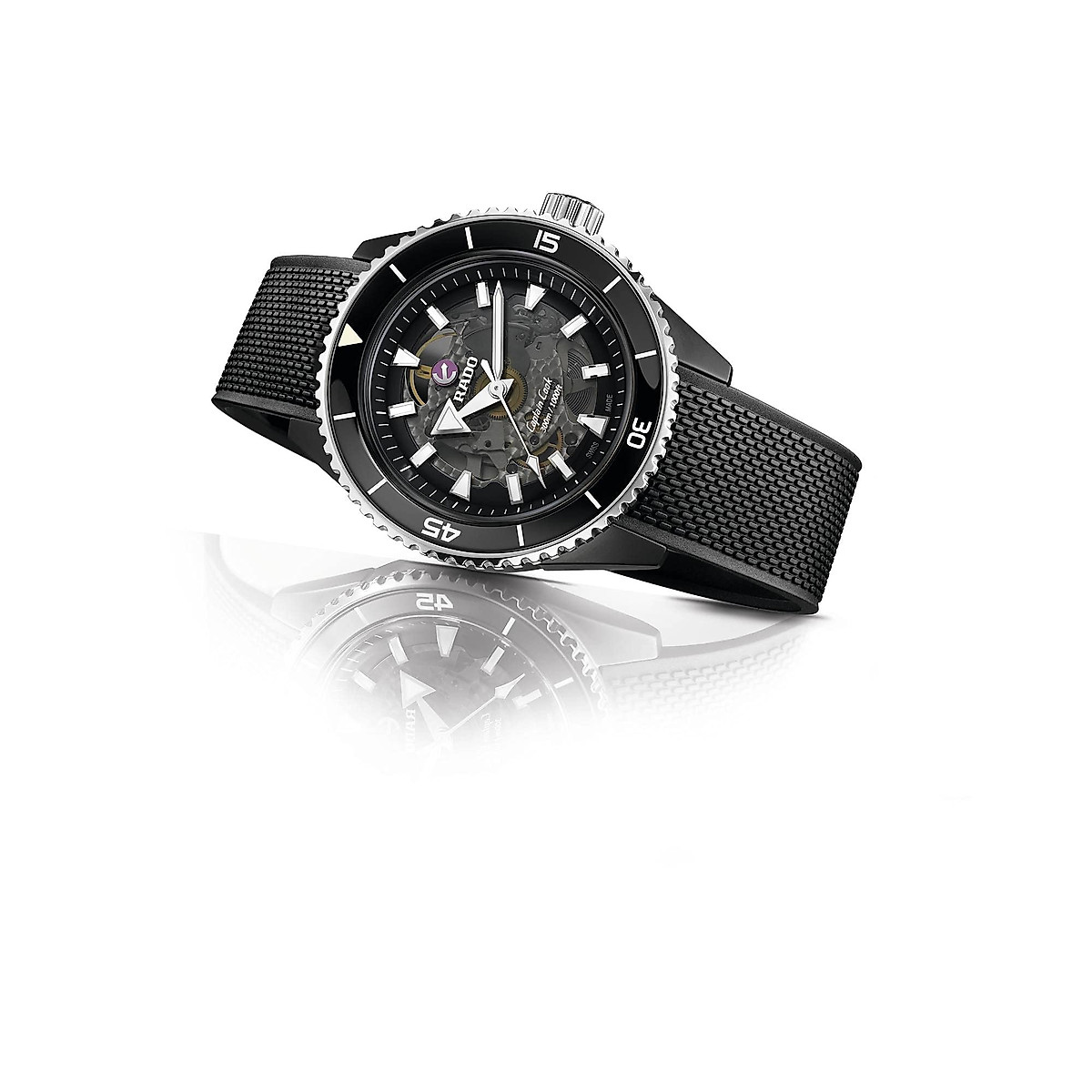 Rado Captain Cook High-Tech Ceramic Black, Rubber Bracelet R32127156