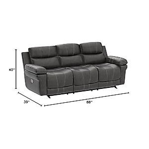 Signature Design by Ashley Erlangen Faux Leather Adjustable Power Reclining Sofa with USB Charging, Gray