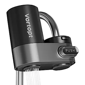 Vortopt Water Filter for Sink, Black Faucet Water Filter, 350 Gallons Water Purifier for Faucet, Mount Tap Water Filtration System for Kitchen, Bathroom, Reduces Odor, Chlorine, Bad Taste, T5