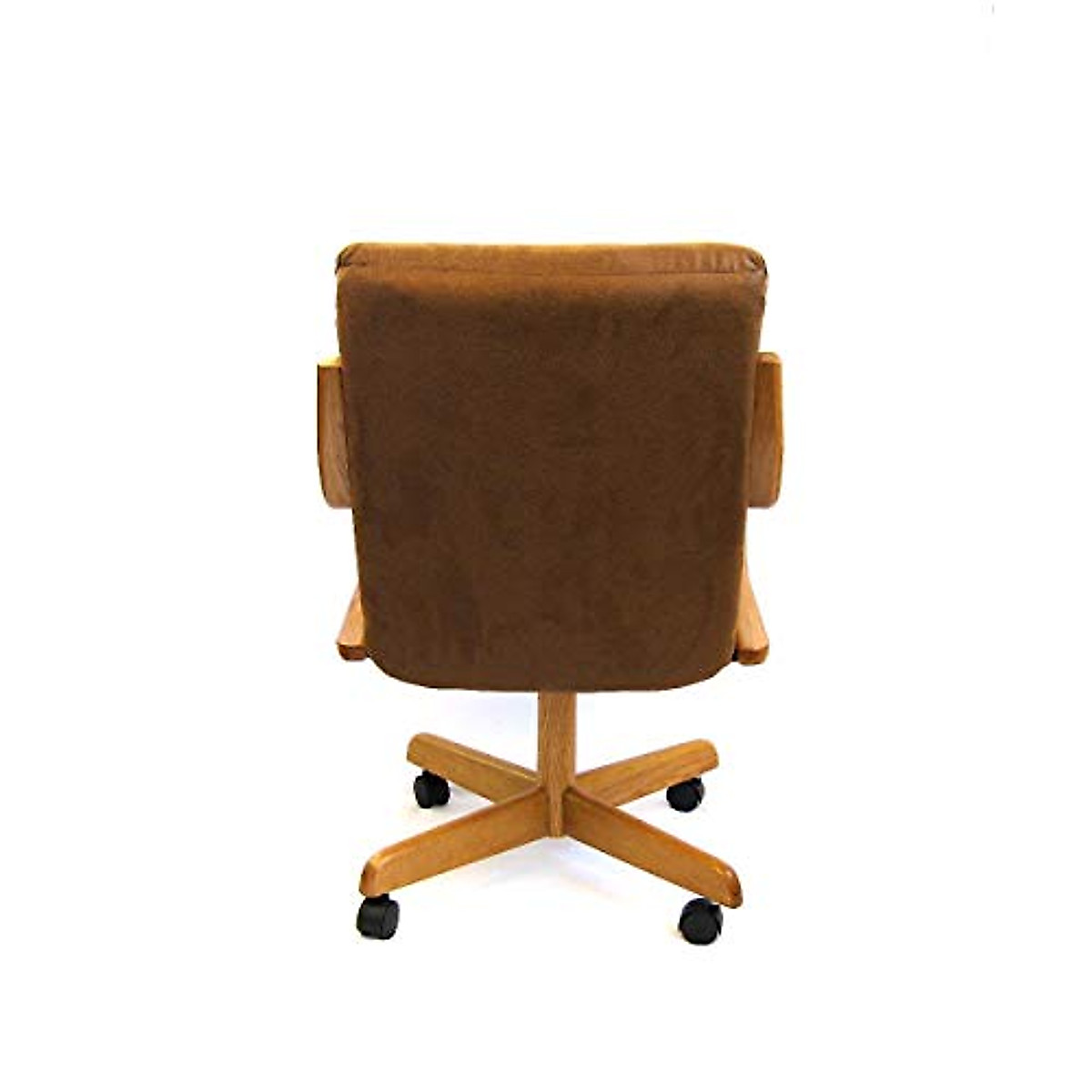 Caster Chair Company Casual Rolling Caster Dining Chair with Swivel Tilt in Honey Oak Wood with Cocoa Microsuede Seat and Back (1 Chair)
