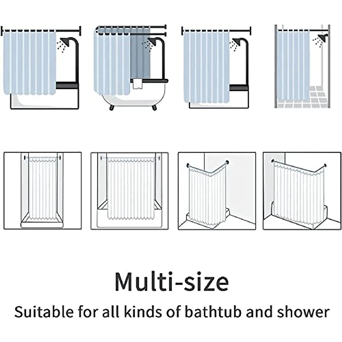 fnump 4 Pieces Bath Sets Retro Black Gold Greek Key Meander ​Shower Curtain Sets Anti-Slip Bath Rug Floor Mat Home Decor Waterproof Bath Curtain with 12 Hooks - 71" x 71"