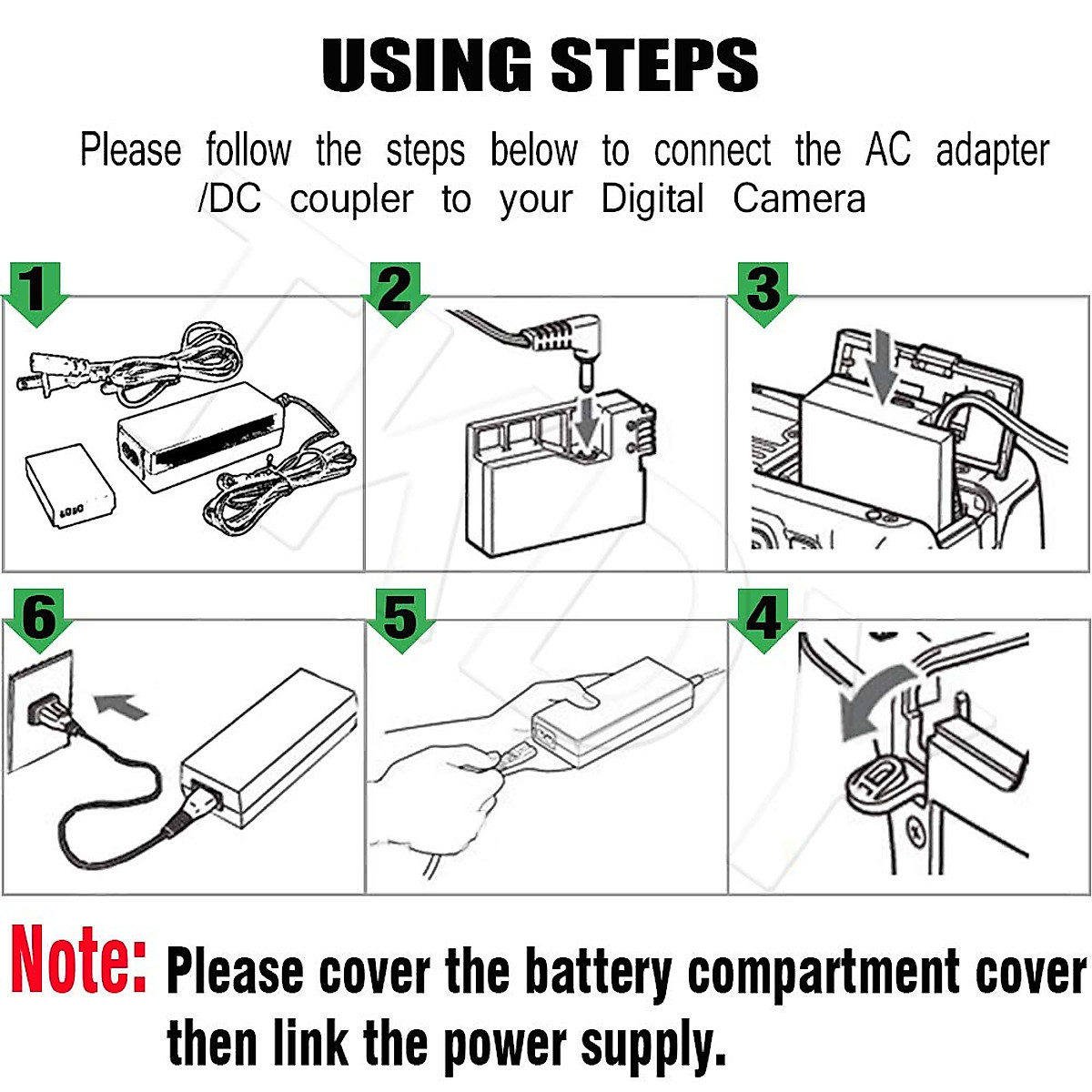 TKDY ACK-E15 AC Power Adapter LP-E12 Dummy Battery DR-E15 DC Coupler Charger Kit for Canon EOS Rebel SL1, 100D DSLR, Kiss X7, PowerShot SX70 HS Cameras.