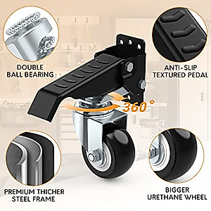 SOLEJAZZ Workbench Caster kit 660 LBS Heavy Duty Retractable Casters Workbench Wheels All Steel Construction Urethane, Bonus Install Template, 4 Casters
