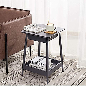 ZHAOLEI Steady Pine Wood Storage Cabinet Stable Bedside Table Nightstand Easy Install, Black