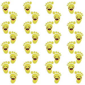 Beautyflier Yellow Cartoon Kids Footprint Stickers (20 Pairs) - Waterproof PVC Material, Self-Adhesive, Social Distance Guides for Nursery, Party, School, Wall & Floor Decor