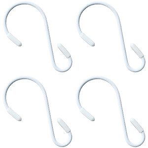 Hitefu 30PCS White S Hooks for Hanging, 3.15 Inch Stainless Steel S Shaped Hooks, Rubber Coated S Hooks for Hanging Plants, Clothes, Jeans, Towels, Pot, Pan, Cups