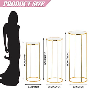 Bonastella Cylinder Stands for Party, 3PCS Cylinder Pedestal Stand, Cilindros Para Fiestas Cake Table Stand for Parties Metal Plant Stand Cylinder Tables for Parties Round Cylinder Stands for Party