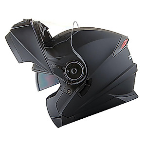 1Storm New Motorcycle Bike Modular Full Face Helmet Dual Visor Sun Shield with Rechargeable LED Tail Light: Matt Black