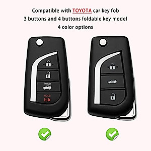 ZSPDACC Compatible with Toyota Flip Key Fob Cover Pink car Key Chain Case Holder Protector Fortuner Corolla CHR Camry rav4 Accessories