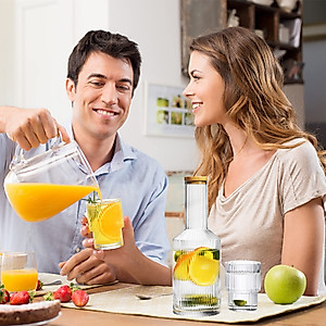 NINU 27oz Bedside Carafe and Glass Set, Ribbed Water Carafe Glassware Drinking Glasses for Nightstand, Vintage Fluted Glassware Water Pitcher - Clear, Christmas gift, Thanksgiving Day gift