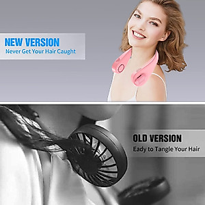 Neck Fan - Portable Bladeless Fan Rechargeable, 360° Hands Free Around the Neck, 3000mAh Personal Fan with 3 Speeds Cooling Fan, Low Noise for Travel Sports Sleeping Cooking Fishing (Pink)