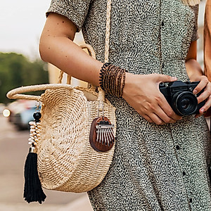 MOTZU Mini Kalimba, 8 Keys Finger Thumb Piano, Portable Mbira Solid Wood Finger Piano, Special Musical Instrument Gift for Kids, Adults, and Beginners