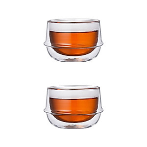 Double-Walled Kinto KRONOS Tea Glass - Maintains Temperature - Prevents Condensation - Set of 2-200 ml (6.75 fl. oz.) each