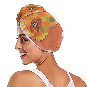 Emelivor Fox Microfiber Hair Towel Wrap for Women 2 Pack Absorbent Quick Dry Hair Turban Towel Wrap with Button Soft Bath Head Turban for Women Men Girls Kids Wet Hair
