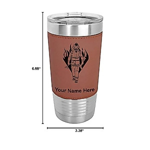 LaserGram 20oz Vacuum Insulated Tumbler Mug, Fireman, Personalized Engraving Included (Faux Leather, Dark Brown)