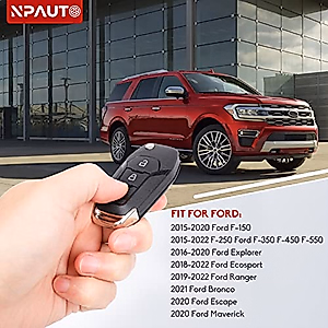 NPAUTO Key Fob Cover Replacement for Ford F-150 F-250 F-350 F-450 F-550 2015 2016 2017 2018 2019 2020 Explorer Ranger Ecosport Bronco Maverick Keyless Entry Remote Key Shell Case Pad Cover N5F-A08TAA