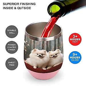 WYUSPGK 304 Stainless Steel Insulated Cup, Short-haired Pomeranian Dog Print Smooth Rim, Durable & Reusable - Perfect for Office, Home, And Travel