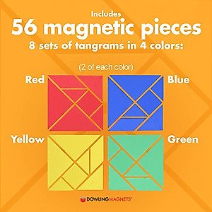 Dowling Magnets Foam Fun Magnet Tangrams, Set of 56