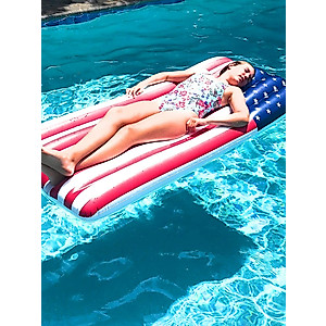 Inflatable American Flag Pool Float Patriotic US Stars & Stripes for Summer 4th of July Parties. Great Gift Idea!