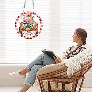 Christmas Diamond Art Painting Hanging Pendant Kit Special Shaped Diamond Dots Art Acrylic Ornaments Christmas Gnome Diamond Art Pendant for Adult Home Wall Window Decor Gift