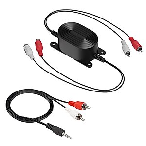 Smof RCA Ground Loop Isolator, Designed for Audio Signal Noise Cancellation, Portable and Light Weight, Amplifier Noise Filter for Car Audio/Home Audio System, with 3.5mm Audio Adapter Cable(Black)