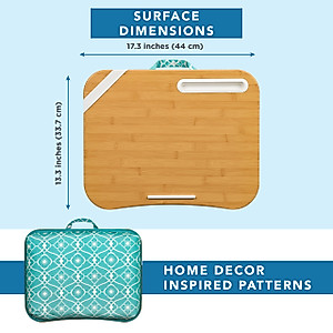 LapGear Designer Lap Desk with Phone Holder and Device Ledge - Aqua Trellis - Fits up to 15.6 inch Laptops - Style No. 45422