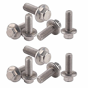 boulon m6 INOX a Bride + 10pcs Head M6 Stainless Steel SS304 Screw kit, Hex Flange Fixing Washer Bolts (M6 * 30) Replacement Accessory
