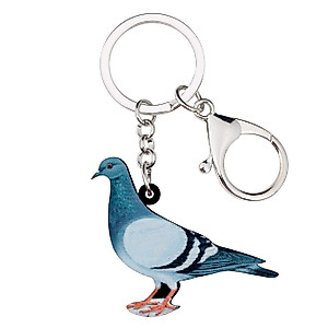 WEVENI Acrylic Cute Pigeon Keychain Charms Dove Keyring Bird Jewelry For Women Girls (Blue)