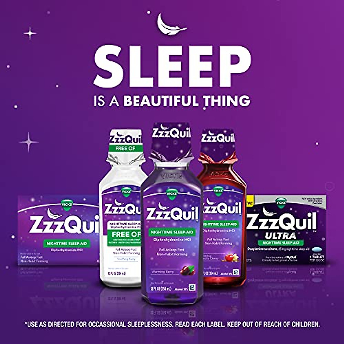 ZzzQuil, Nighttime Sleep Aid LiquiCaps, 25 mg Diphenhydramine HCl, No.1 Sleep-Aid Brand, Non-Habit Forming, Fall Asleep Fast, 48 Count