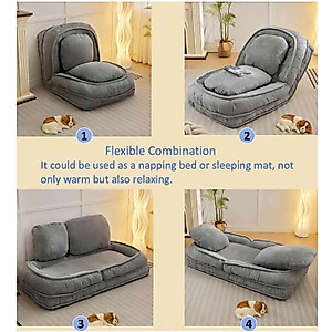 Human Dog Bed,Lazy Sofa Couch with 5 Adjustable Position, Sit,Sleep,Fold,Suit to Put in Bedroom Living Room (Gray@Foldable)