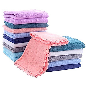 16 Pack Baby Washcloths - Luxury Multicolor Coral Fleece - Extra Absorbent and Soft Wash Clothes for Newborns, Infants and Toddlers - Suitable for Sensitive Skin and New Born - Baby Shower