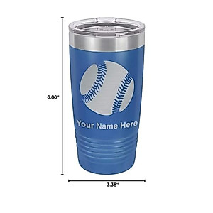 LaserGram 20oz Vacuum Insulated Tumbler Mug, Baseball Ball, Personalized Engraving Included (Dark Blue)
