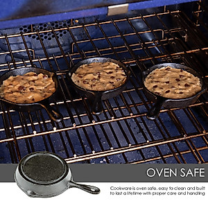 Heavy Duty Pre Seasoned Mini Cast Iron Skillet Set of 3, Oven Safe Cooker, Black