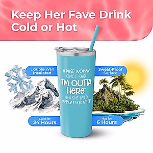 Wise Woman Insulated Stainless Steel Tumbler with Lid and Straw - Funny Travel Mug for Retirement Parties - Teacher Coffee Mug - Nurse Travel Tumbler - Funny Birthday Divorce Going Away Gift For Women