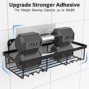 Awegety 4 Pack Shower Caddy Shelf Organizer with Soap Holder, Shower Shelves Basket with Adhesives/Screws Stainless Steel Bathroom Shelves with Hooks, Shower Storage Rack for Bathroom Kitchen Black