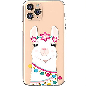 Toik Slim TPU Case for Apple iPhone 11 Pro Xs Max Xr 10 X 8 Plus 7 6s 5s SE Cover Design Silicone Cute Women Protective Girls Cartoon Lightweight Flexible Gift Print Alpaca Clear Llama Kawaii