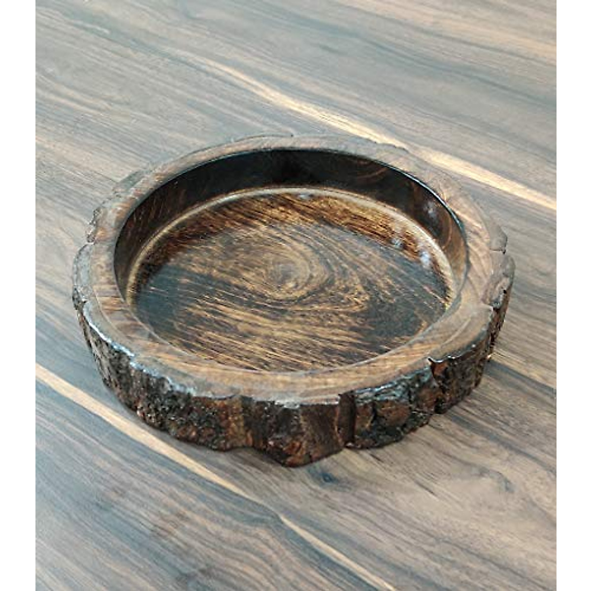 Handmade Wooden Classic Tray Platter With Tree Bark Vintage Display Serving Plat Platter (Pack of 3)