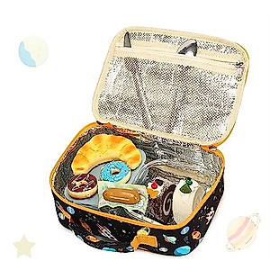 Kids Lunch Box Boys Girls Insulated Lunch Cooler Bag Reusable Lunch Tote Kit for School Travel (Rocket Planet)