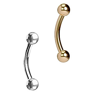 Forbidden Body Jewelry Stainless 316L Surgical Steel Belly Button Ring 14G 3mm- Titanium IP Plated Piercing - Cute Small Steel & Rose Gold Barbell Belly Rings Women Navel Piercing Set 2 Pcs 5/16"