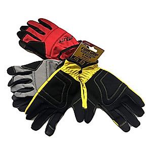 Tough Working Gloves, 3 Pair Utility, Red, Gray, Yellow