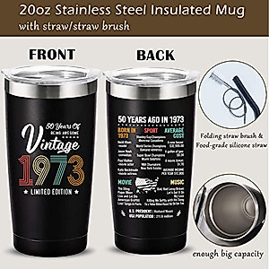 LEJIAJINW 50th Birthday Gifts for Women or Men, Turning 50 Year Old Birthday Gifts, 50s Birthday 50th Anniversary Decorations 50th Fiftieth Presents Tumbler Cup