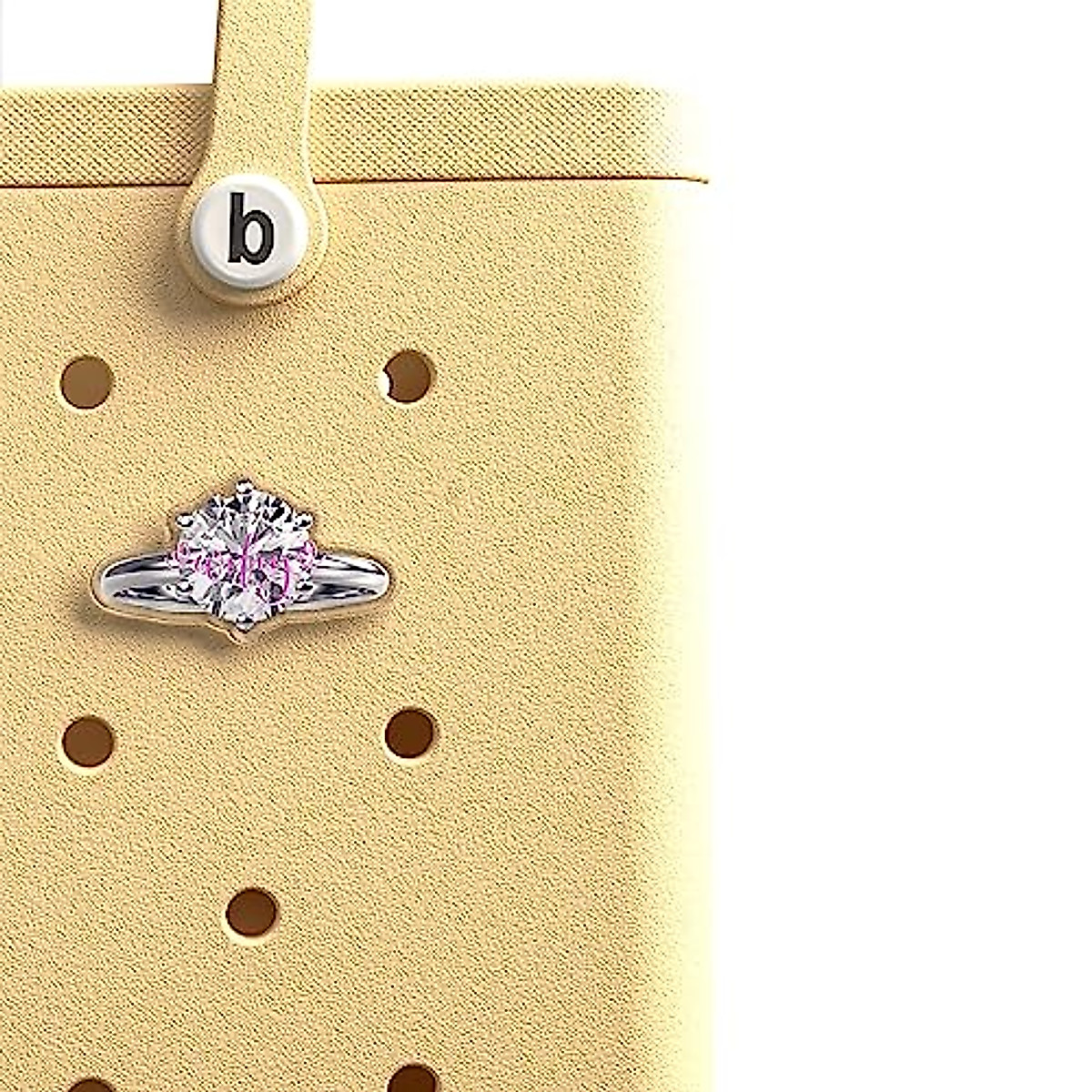 BOGGbeans Symbol Charms for Bogg Bag, Simply Southern Totes, and Similar Styles. Acrylic 3" Symbol Charm Accessories for Beach Totes (Wifey Ring)