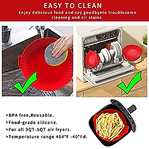 UOUYOO Air Fryer Silicone Liners,2 pack Air Fryer Silicone Pot Fits 3QT 4QT 5QT Air Fryer,Reusable Non Stick Air fryers Basket Oven Accessories, Replacement of Flammable Parchment Liner Paper