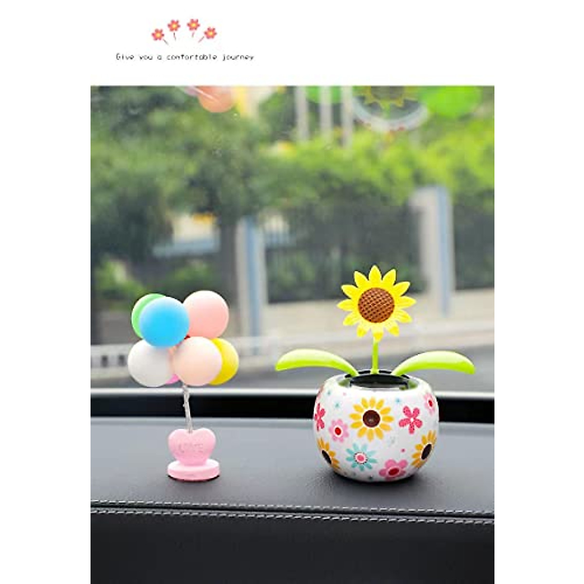 Solar Dancing Flowers Toy, Solar Powered bobbleheads for Car Dashboard, Bobble Head Toy for Car Decorations Window Car Dashboard Decor Car Accessories - No Battery Required