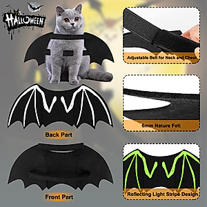 Newthinking Halloween Dog Bat Costume, Cat Bat Wings Costume, Pet Halloween Costumes, Skeleton Bone Bat Wing Apparel Accessories for Kitten Puppies